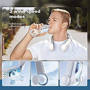 Instant Cool Portable Neck Fan with 360° Cooling, Bladeless and Rechargeable, Quiet and Cool with 3 Speeds, Lightweight and Adjustable Fit, Hands-Free for Home, Travel, or Outdoor Wear White
