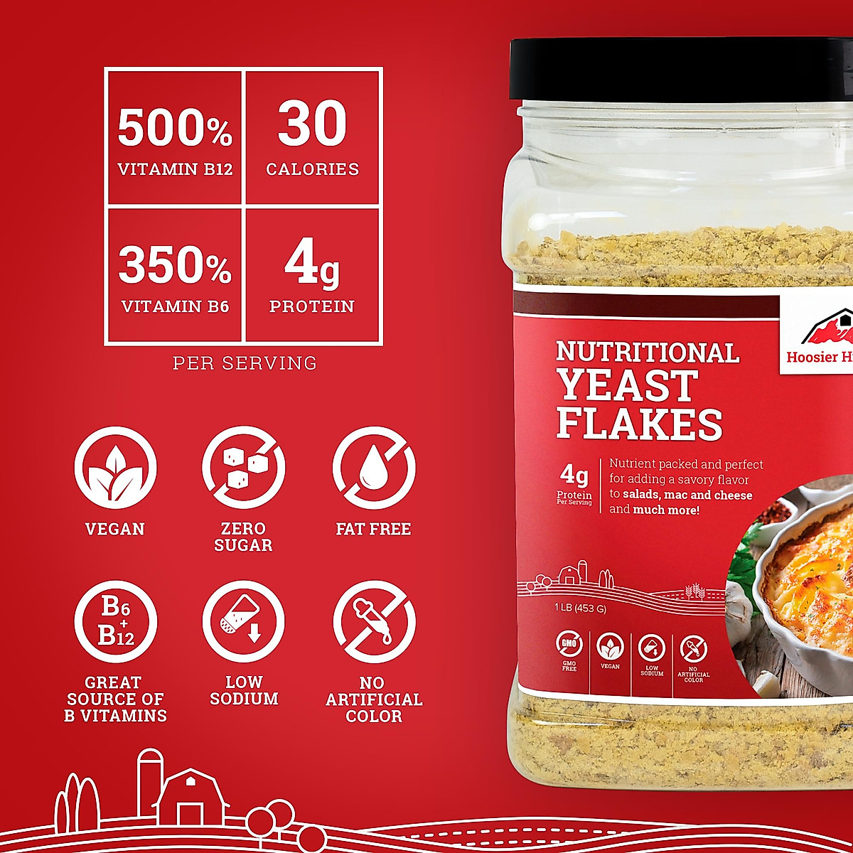 Hoosier Hill Farm Nutritional Yeast Flakes, 1LB (Pack of 1)