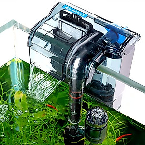 AQQA Aquariums Power Filter 74GPH,External Hang On Fish Tank Sponge Filter with Surface Skimmer,Adjustable Flowrate 3-Step Cascade Aquarium Filtration for Freshwater Saltwater 5-10 Gallon