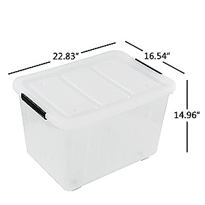 Ucake 70 Quart Large Clear Storage Bin, Plastic Storage Box on Wheels, 4 Packs