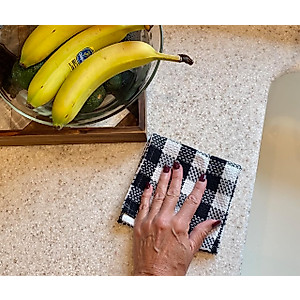 fillURbasket Buffalo Plaid Black Kitchen Towels and Dishcloths Set Check Dish Towels with Dishcloths for Washing Drying Dishes 100% Cotton 15”x 25” 8 Piece Kitchen Set