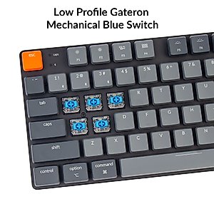 Keychron K1 SE, 87 Keys Ultra-Slim Wireless Bluetooth/USB Wired Mechanical Keyboard with White LED Backlit, Low-Profile Gateron Mechanical Blue Switch Compatible with Mac Windows
