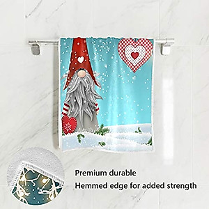 QUGRL Gnome Christmas Hand Towels Valentines Soft Quality Premium Washcloths Kitchen Dish Towels Bathroom Decor for Guest Hotel Spa Gym Sport 30 x 15 inches