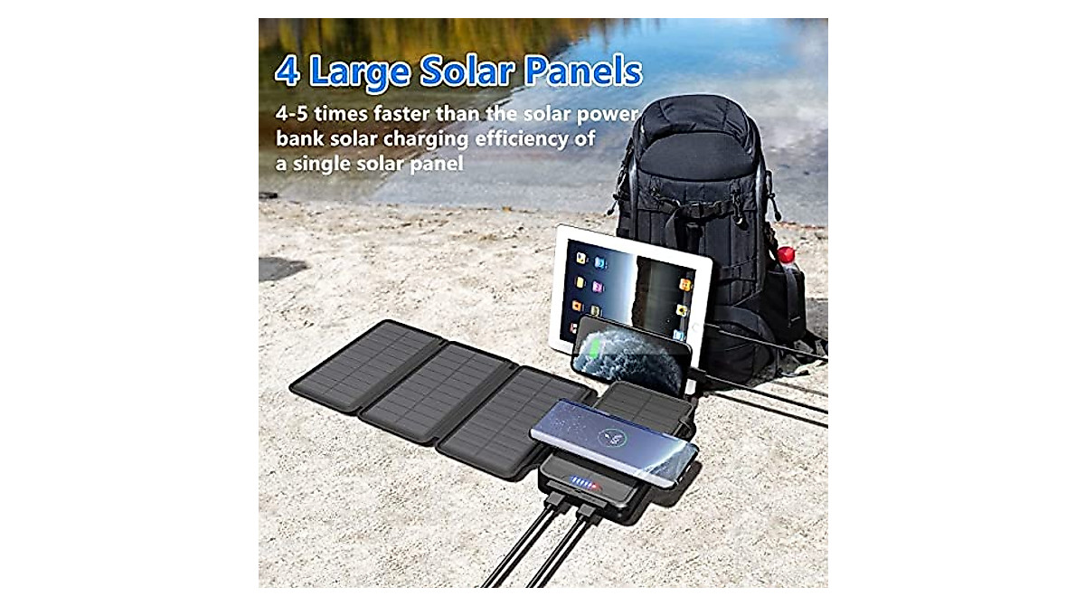 Solar Charger Power Bank 38800mAh with Wireless & Solar Charging