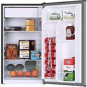 Compact Fridge 3.2 CU.FT. Mini Dorm Refrigerator Small Fridge with Freezer, 37 dB Low Noise, Adjustable Temperature, Reversible Door, for Home Office Dorm or RV (Black)
