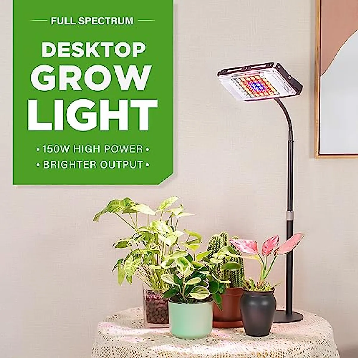 LORDEM Plant Grow Light, Full Spectrum Desk Light, Angle & Height Adjustable LED Growing Lamp with On/Off Switch, 9.5-15.4 inches