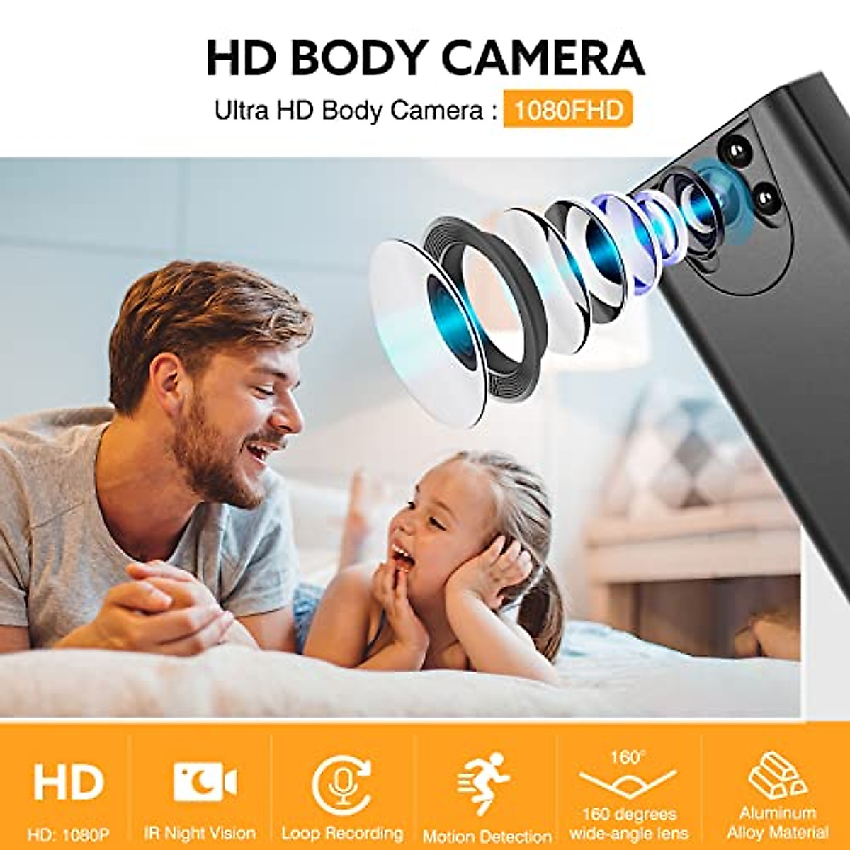 Losfom Z01 Body Camera with Audio, 1080P Mini Body Cameras with Infrared Night Vision, Police Body Cam with Upgrade Rotate Clip, Support 10HR Battery Life for Riding,Meeting, Indoor(with 64GB)