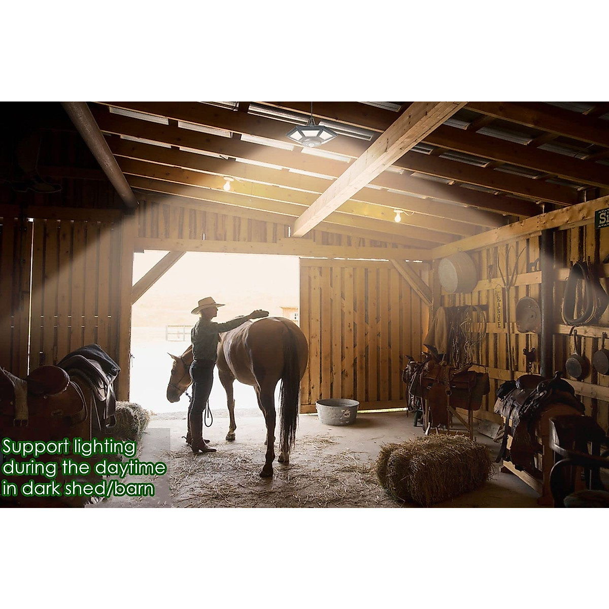 HULPPRE 2pack Solar Shed Light 4+1 Leaves 136Leds Brighter Solar Light Indoor&Outdoor with Remote,IP65 Waterproof Barn/Chicken Coop/Workshop/Ceiling/Pendant Light for Patio,Garden,Yard,Gazebo