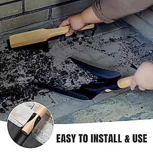 INNO STAGE Ash Shovel and Brush Set -Extra Large Fireplace Tools Set Hearth Indoor Outdoor Modern Firepit Coal Shovel and Brush Kit Cleaning Tool Rust Resistant