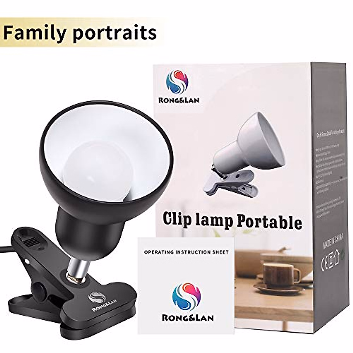 Sun-Rising Clip lamp,360° Rotation Clip on Lamp Portable Book Reading Light,Clamp on Desk/Table/Bunk Bed/Cupboard Home Lighting, (Desk lamp,Seven Colors for Your Choice) Black 2"