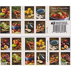 USPS Fruits and Vegetables Forever Stamps Booklet of 20