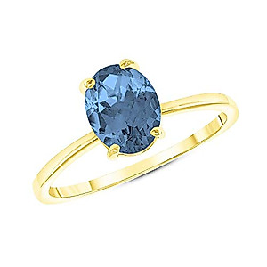 Takar 10k Gold Oval-Shape Solitaire Genuine Birthstone Ring, Oval Shape Gemstone Engagement Ring, 10K Yellow Gold Ring For Women, Fine Gold Jewelry Gift Made In USA.