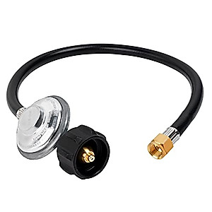 SHINESTAR 2 Feet Universal Gas Grill Regulator and Hose, Comes with an Upgraded Propane Tank Gauge, Fit for Weber, Charbroil, Nexgrill and More