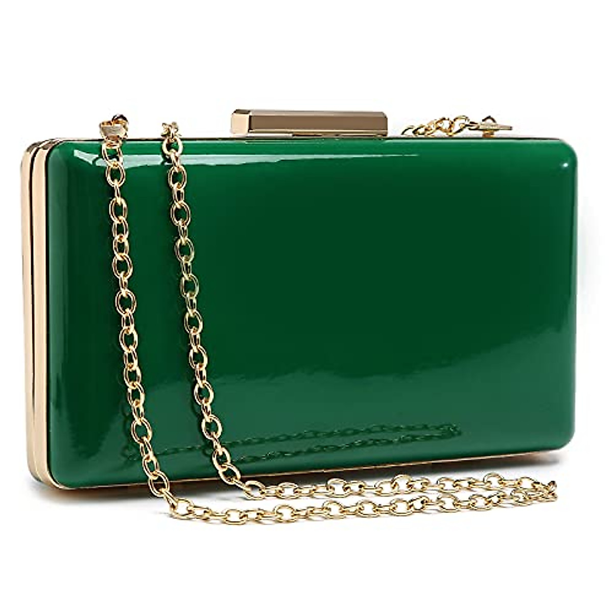 Dasein Women Evening Purses Clutch Bags Formal Party Clutches Wedding Purses Cocktail Prom Handbags (Patent Leather Green)