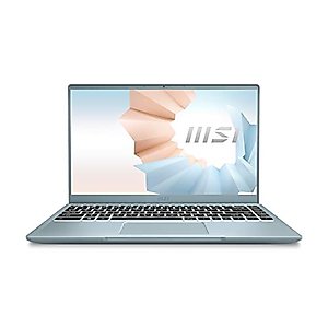 MSI Modern 14 Professional Laptop: 14" IPS-Level Thin Bezel Display,Intel Core i7-1165G7, Iris Xe, 8GB, 512GBSSD, Win10, Blue Stone(B11MO-241)