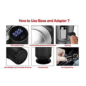 GEEZO 12V/24V Smart Temperature Control Travel Coffee Mug for Car/Truck,Electric Heated Travel Mug 450ML Stainless Steel Tumbler Smart Heating Cup Keep Milk Warm LCD Display Easily Washing Safe