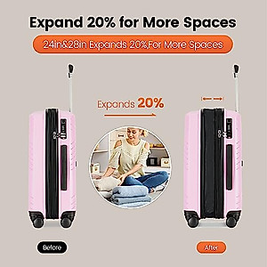 GinzaTravel Rune series expandable 3 Luggage Sets,Lightweight Hardside Suitcase With Spinner Wheels TSA Lock,PP material business fashion suitcase
