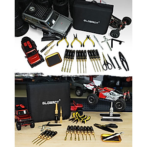 GLOBACT RC Tool Kit RC Screwdriver Kit, RC Car Stand, RC Hex Driver Set, RC Pliers Set, Screws Tray, Wrench, Body Reamer for 1/8 1/10 Slash Axial Arrma Redcat Losi RC Repair Tool Box Set-26Pcs