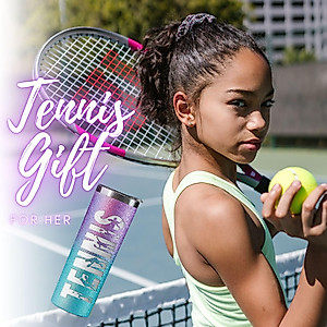 Onebttl Tennis Gifts for Women, Tennis Lovers, Tennis-Themed 20oz Stainless Steel Tumbler, Perfect for Men, Women, Girls, Tennis Players, Coach, Daughter, Coworker - Glitter