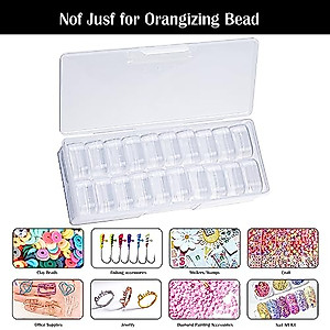 Quefe 40pcs Bead Organizers in A Clear Organzier Box, 2 Sets Clear Plastic Diamond Painting Storage Container with Mini Boxes for Craft Organziers and Storage Art Embroidery Nail Accessories