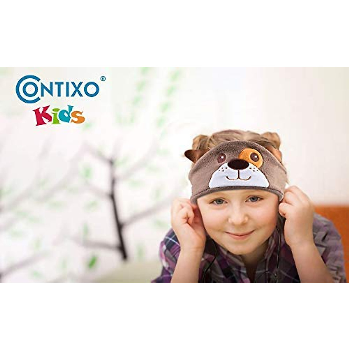 Contixo H1 Kids Headphones, 85dB Volume Limiting with Adjustable Speakers Soft Children Fleece Headband Toddler Headphones for Home and Travel - Animal Character Design, (Dog)