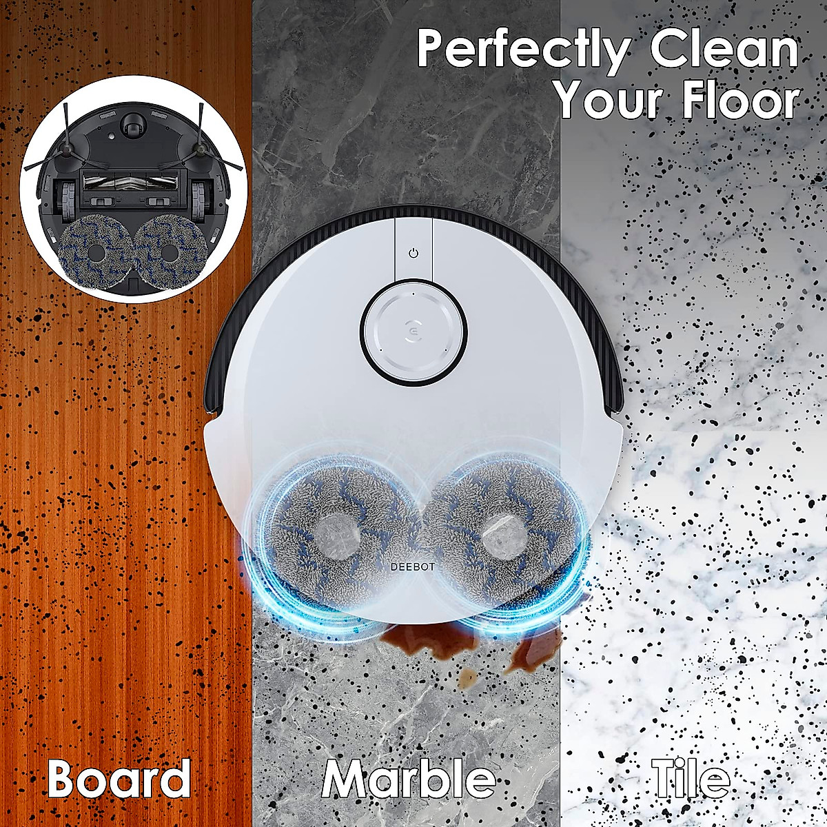 CHAIN PEAK (10 Pieces) Washable Reusable Mopping Pads for ECOVACS DEEBOT X1 Omni/ X1 PRO Omni/ X1 Turbo/ X1 PLUS/T10 Omni/ T10 Turbo, Strong Stain Removing Wipes Cloth Pads Premium Microfiber