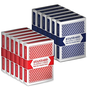 Blackjack Basics Set - Includes Blackjack Dealer Shoe + Discard Tray & 12 Decks of Plastic-Coated Playing Cards (6 Red, 6 Blue) - Casino-style Card Game Pack for Gambling Games & Family Game Night