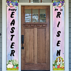 Happy Easter Decorations He Is Risen Font Porch Welcome Sign He Is Disen Banner Christian Cross Resurrection Easter Decorations for Home Party