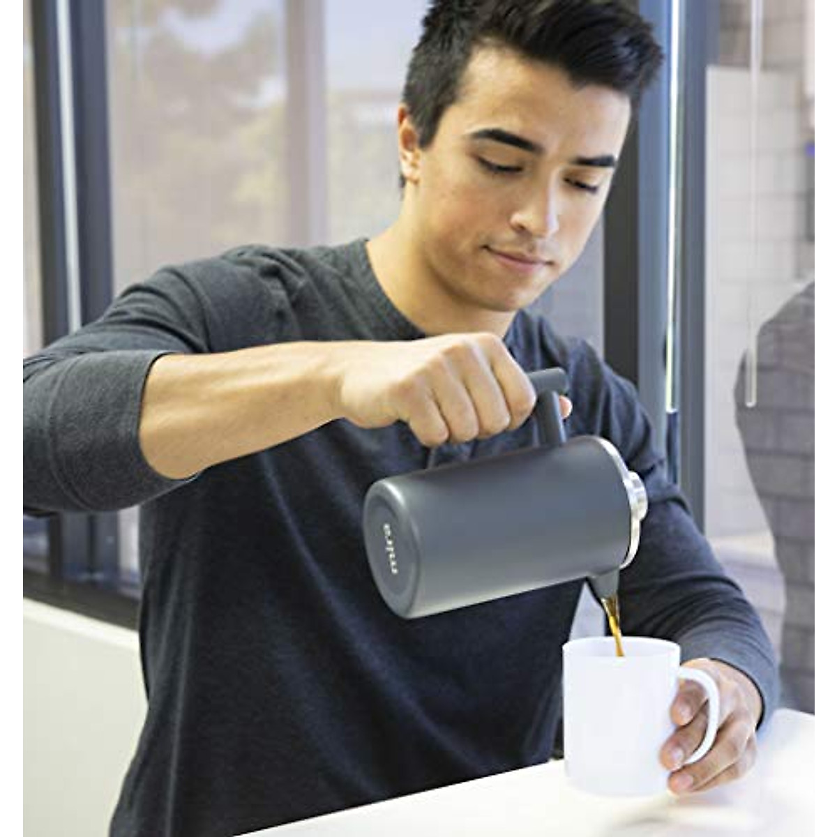 MIRA 20 oz Stainless Steel French Press Coffee Maker | Double Walled Insulated Coffee & Tea Brewer Pot & Maker | Keeps Brewed Coffee or Tea Hot | 600 ml (Gray)