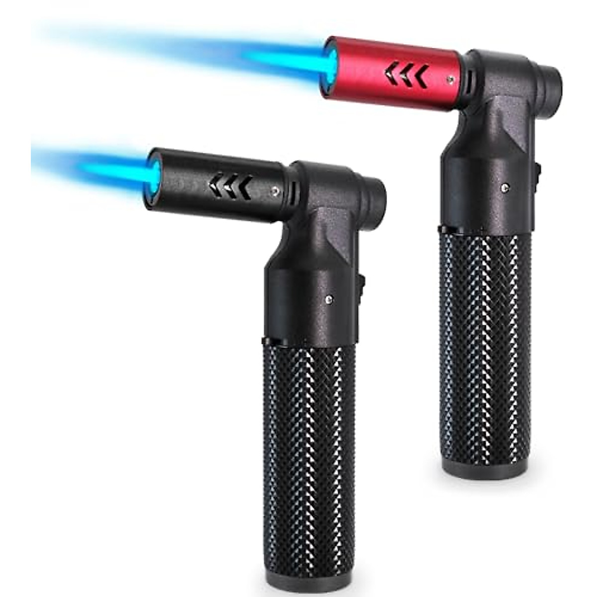 Zoocura 2 Pack Butane Torch Lighter Big Jet Flame Refillable Portable Butane Torch Adjustable Mini Blow Torch for Camping Grill Culinary Soldering Cooking Welding BBQ (Fuel Not Included)