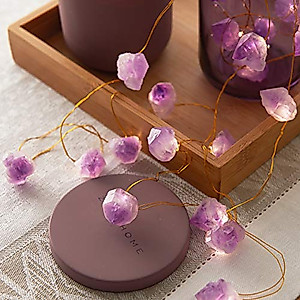 Nature Amethyst Crystal String Lights for Bedroom 6.5FT 20LEDs USB/Battery Operated Grape Crystal Light Pure Purple Fairy Lights Plug in for Natural Life Cute String Lights for Office