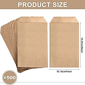 Eersida 500 Pack Kraft Paper Bags Brown Treat Bags Mini Paper Bags Small Flat Favor Bag Silverware Bags Party Favor Bag Envelopes Bags Snack Cookie Popcorn Candy Sandwich Gift (4 x 6 Inch)