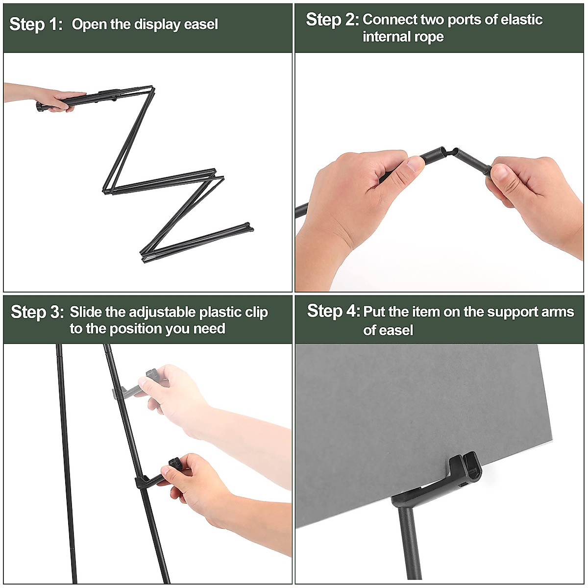 DANMO Easel Stand for Wedding Sign Poster 63'' Instant Display Easel for Floor Adjustable Metal Art Easel Black