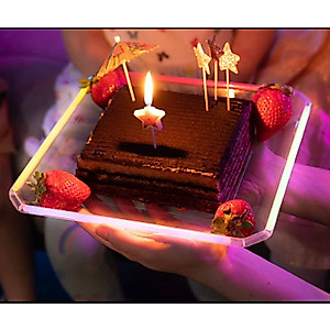 NEON GLOW PARTY PLATES REUSABLE 10-Inch Square Blacklight Party Glow party Glow Party Decorations Favors Glow Sticks Light Up Plates Tableware