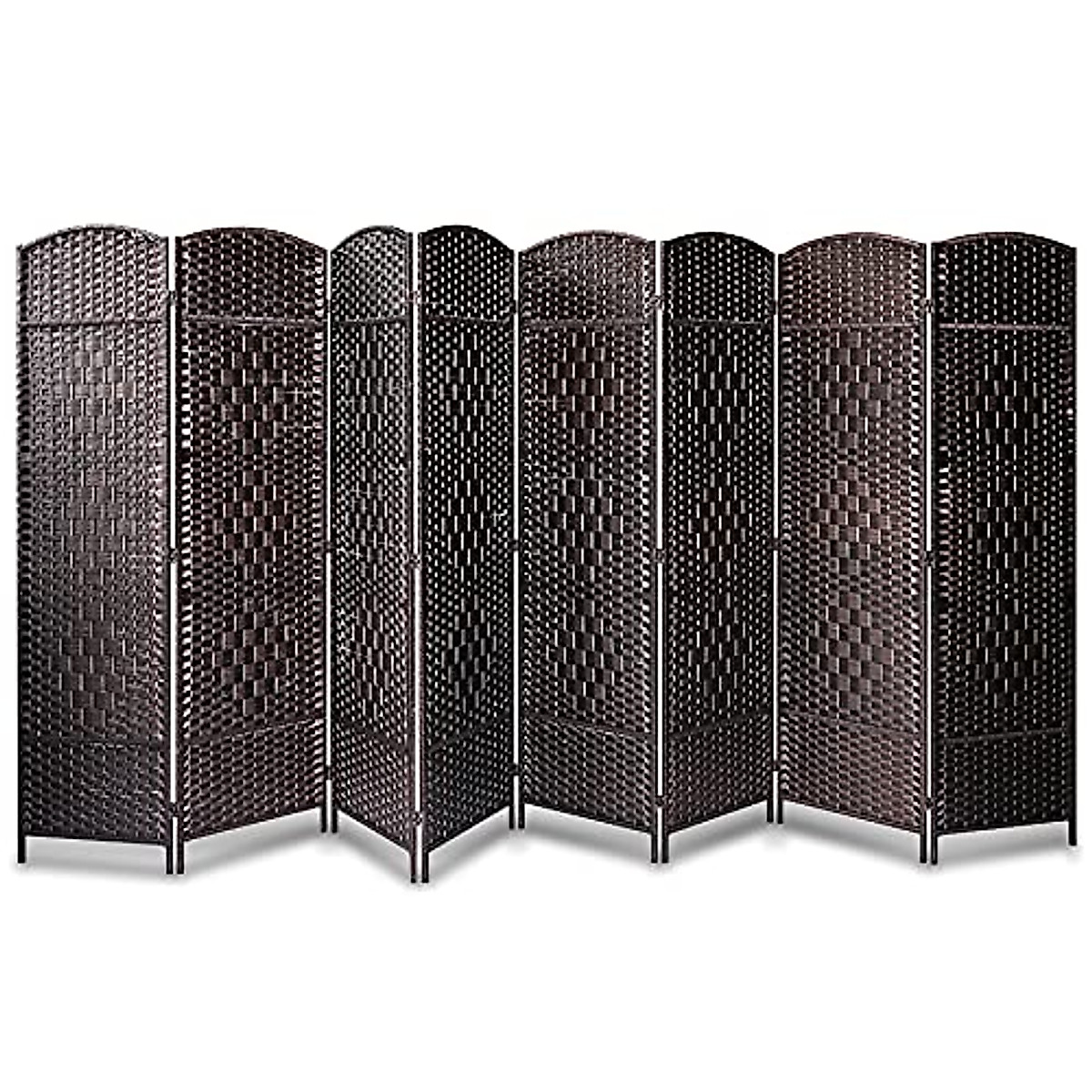 SereneLife Woven Fiber Screen Room Divider - Portable Freestanding Indoor Decorative 8-Panel Room Divider, Room Separator, Folding Privacy Screen, Dressing Area, Office - SereneLife SLRDX89