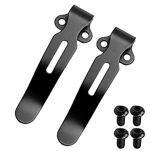 homfanseec 2 Pack Deep Carry Pocket Clips with 4 Pieces Screws, Pocket Knife Clip Replacement for Knife 515 535 Series Practical Waist 2 Hole Support Stand Grip DIY Outdoor Accessories Tool(Black)
