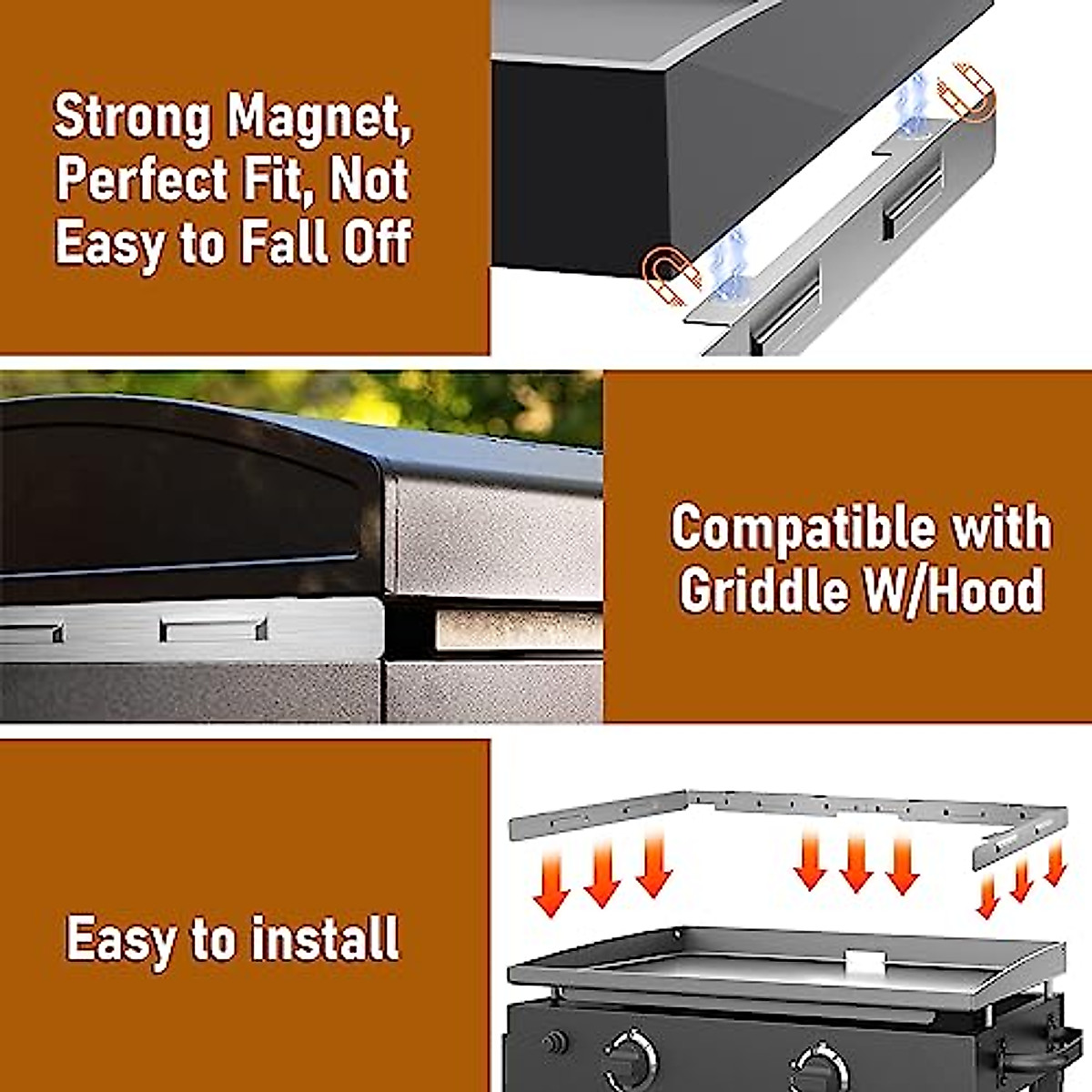 Grarg Wind Guards for Blackstone 28” Griddle,Blackstone Griddle Accessories Stainless Steel Magnetic Wind Screen for Outdoor Backyard BBQ Cooking Gas Saving(28 Inch)