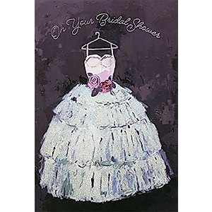 Pictura Sparkling Dress Hanging from Silver Foil Hanger Bridal Shower Congratulations Card