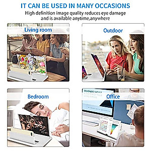 16 inch Screen Magnifier for Cell Phone 3D Magnifier Screen Enlarger for Movies,Videos,Reading,Gaming-Screen Amplifie with Foldable Phone Stand Holder. Compatible with All Smartphones-White