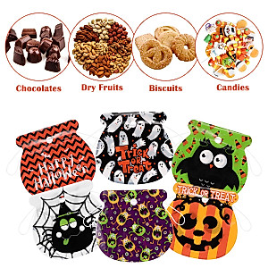 Amosfun 72pcs Halloween Drawstring Treat Bags - Trick or Treat Party Goodie Bags Large Size Candy Bags Halloween Party Favors