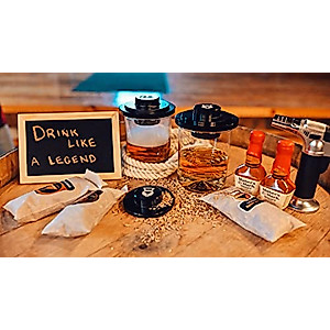 TheFitBartenderCo Metal Cocktail Smoker Kit with Torch- Includes four flavored woodchips, whiskey smoker, Gift for men, dad, husband, boyfriend, bourbon, infuse drink, meat & cheese