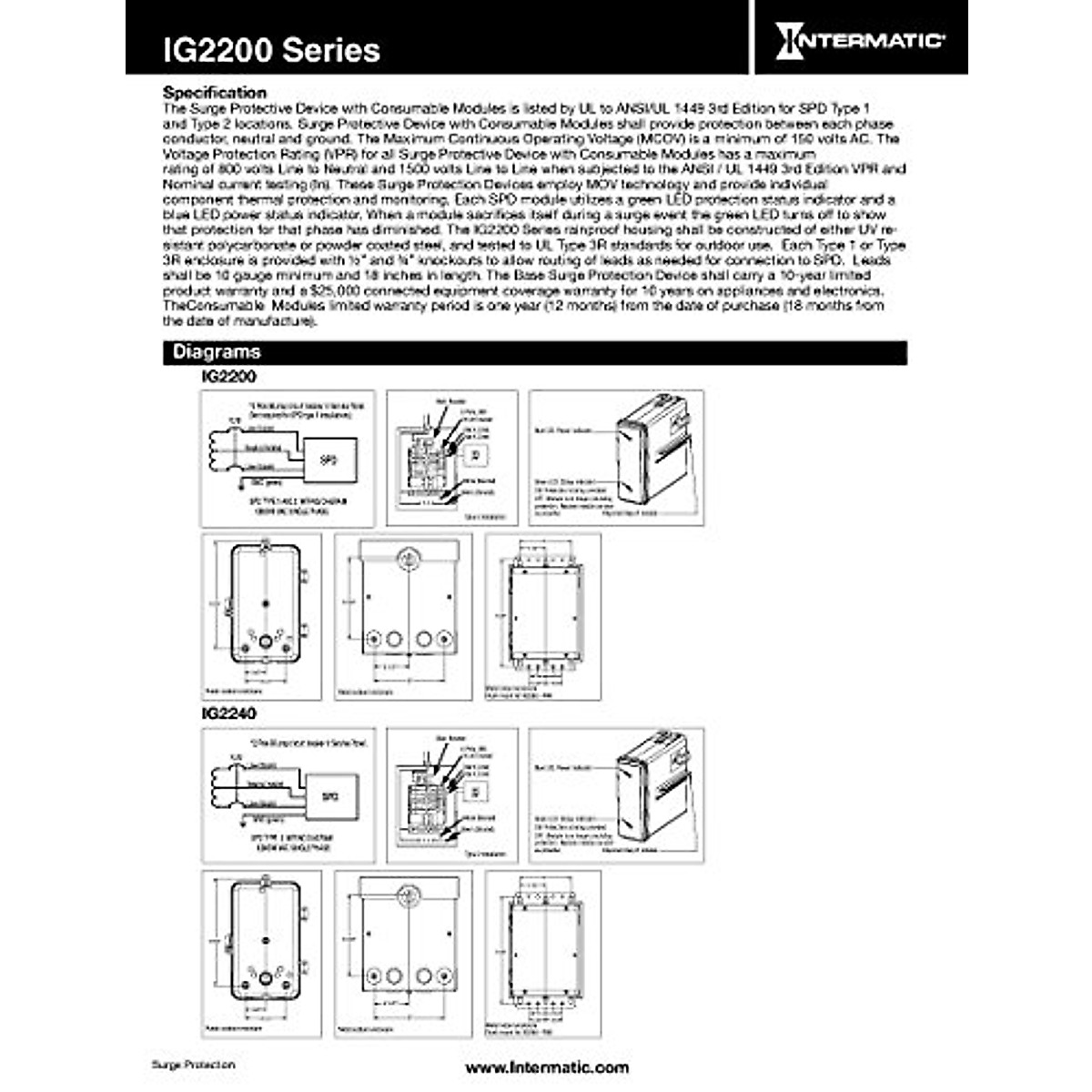 Intermatic IModule™ IG120RSM10K Replacement Module for Smart Guard Whole Home Surge Protector