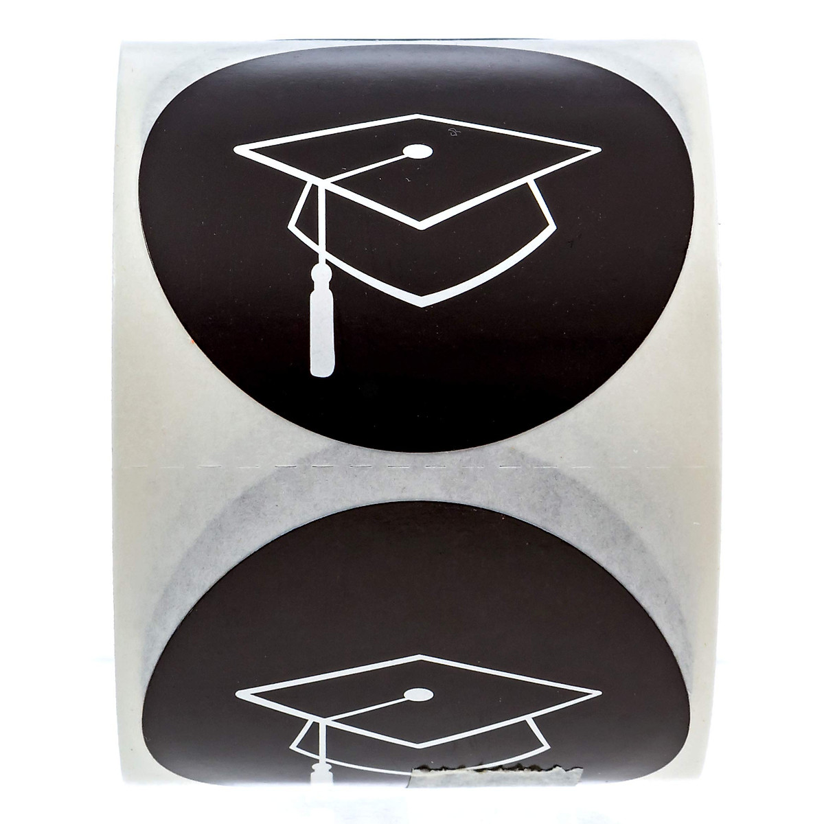 Graduation Stickers / 250 Graduate Labels / 1.5" Black and White High School College Class of 2024 Grad Cap Envelope Seals/Made in The USA