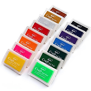 Lsushine Craft Ink Pad Stamps Partner Diy Color,15 Color Craft Ink Pad for Stamps, Paper, Wood Fabric (pack of 15)