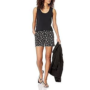 Amazon Essentials Women's Mid-Rise Slim-Fit 5 Inch Inseam Khaki Short (Available in Straight and Curvy Fits), Black White Floral, 16