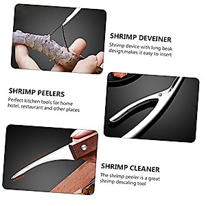BESTonZON 2 Sets 2 Pcs Stainless Steel Shrimp Opener Household Cleaner Fish Scale Remover Kitchen Deveiner Seafood Shucker Seafood Cleaner Tool Stainess Steel Shrimp Peeler Prawn Deveiners