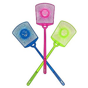 FRASTO Rubber Fly Swatter - Fly Swatter Plastic - Fly Swatter Heavy Duty - Fly Swatter Long Handle Fly Swatter Pack of 3 - Fly Swatters Bulk