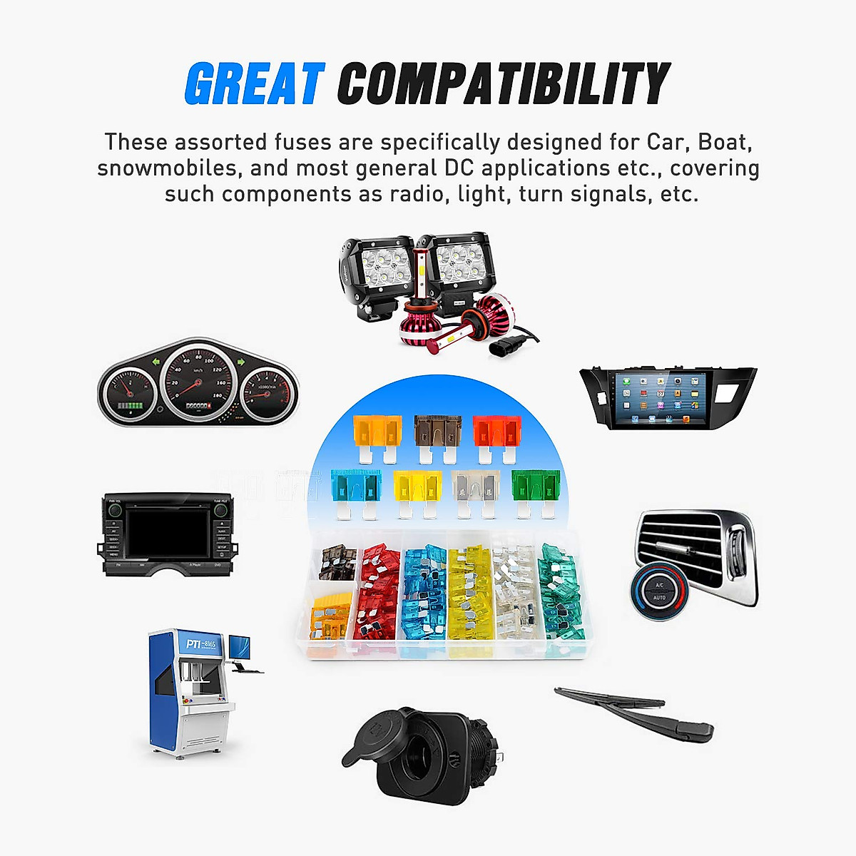 Nilight - 50016R 120 pcs Standard Fuse Assortment kit – 5, 7.5, 10, 15, 20, 25, 30 AMP – Regular APR/ATO (Open)/ATC Blade Fuses for Cars, Trucks, Boats,Automotives,2 Years Warranty