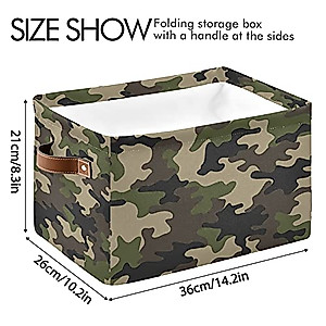 Forest Camouflage Pattern Storage Basket Set of 1 Organizer Storage Bin Foldable Storage Box with Handles for Home Nursery Clothes