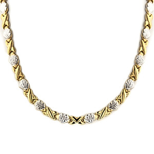 MCS Jewelry Stampato XOXO Friendship and Relationship Necklace Two Tone Sterling Silver 925 (Length: 17")